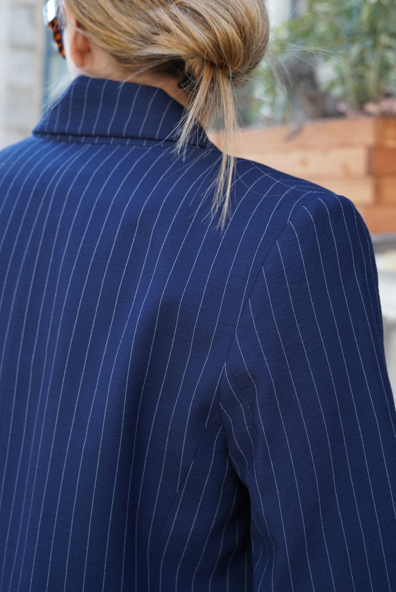 Blazer Valentin rayé marine | The Bradery