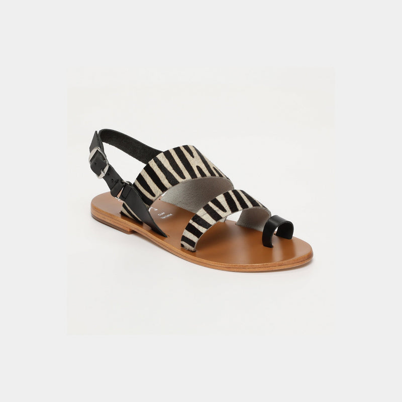 Calank - Aashirya Thong Sandals - Black + Zebra | The Bradery