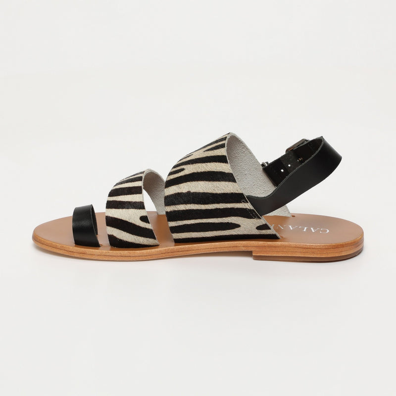 Calank - Aashirya Thong Sandals - Black + Zebra | The Bradery